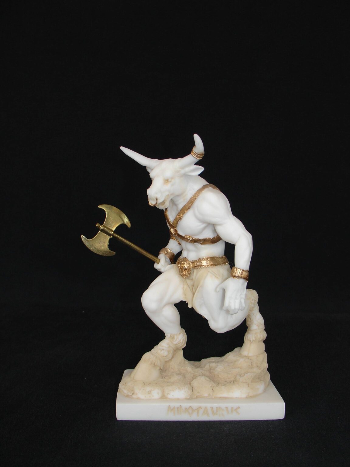 Minotaur statue holding a double-edged axe - eStatueShop