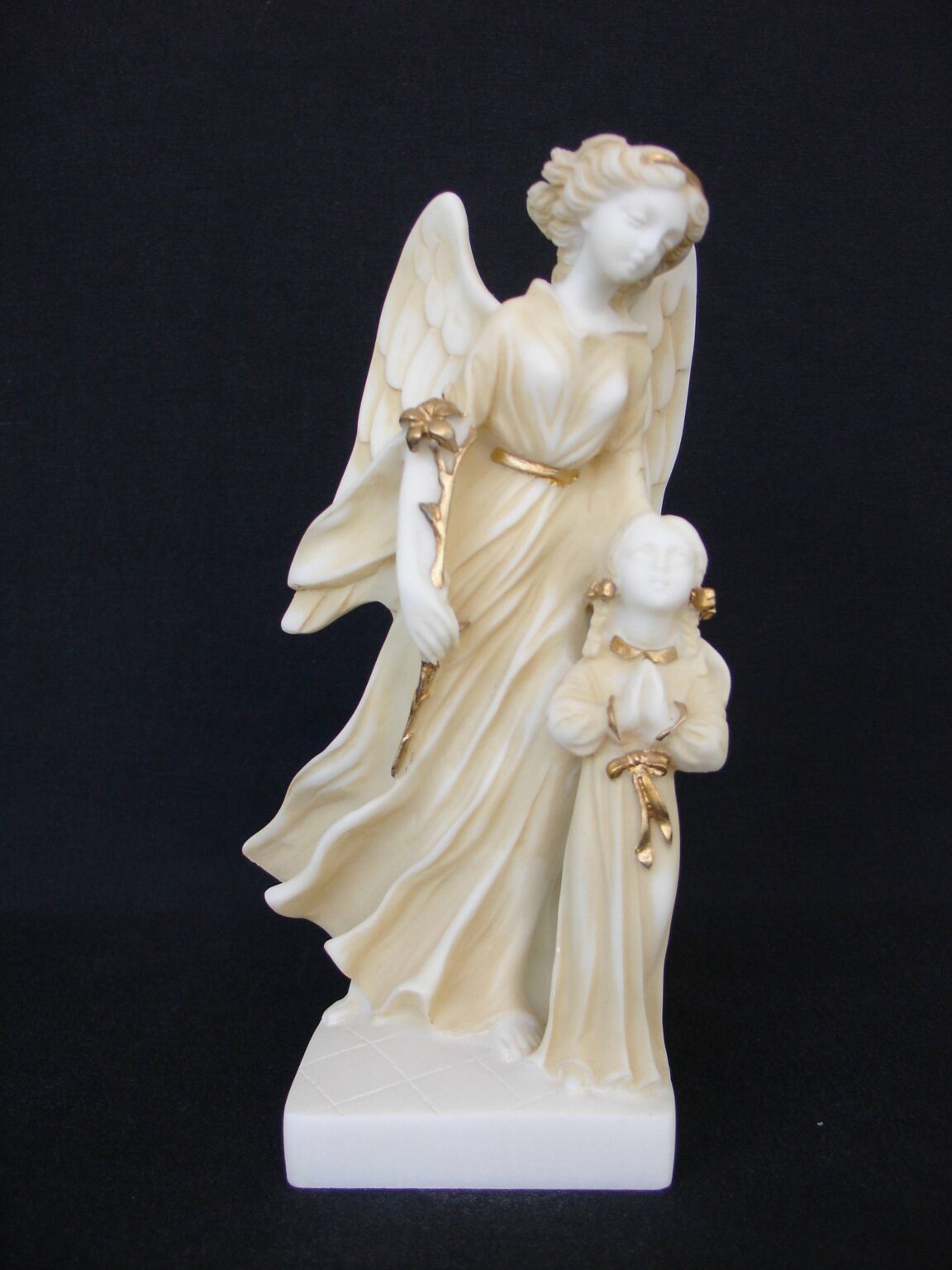 Guardian Angel with a child statue made of Alabaster - eStatueShop