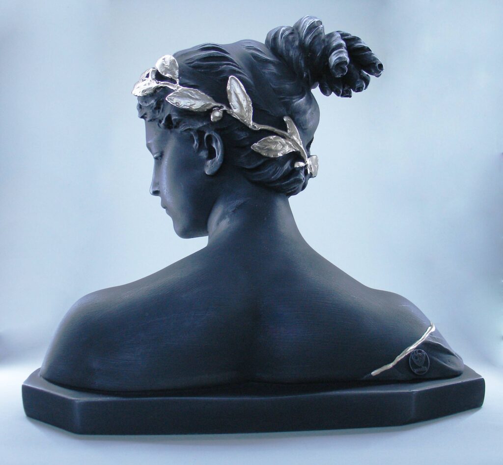 Greek bust statue of teenager with wreath of olive leaves - eStatueShop